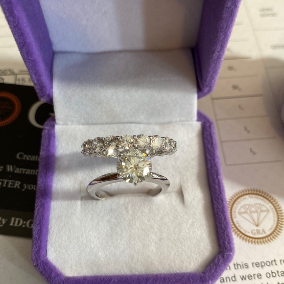 mystic gems | Jewelry | 2ct Gra Moissanite Diamond Rings Platinum New ...